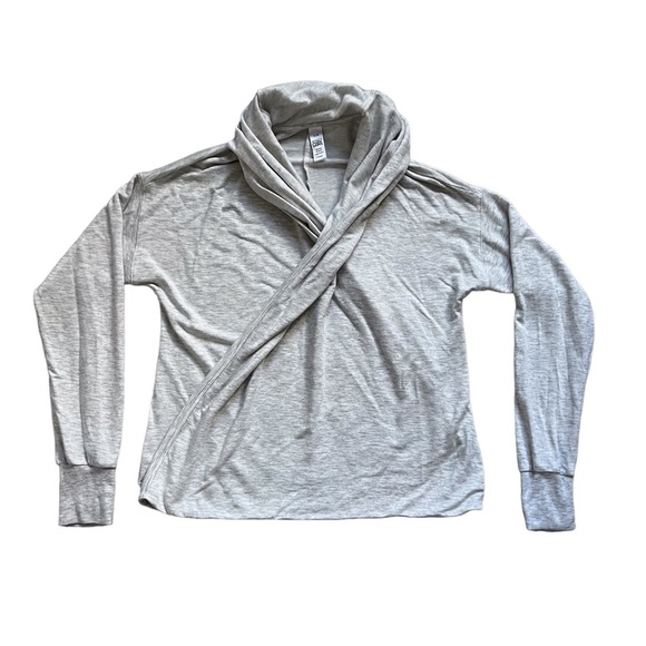 Athleta | Shirts & Tops | Athleta Girl Grey Crossover Shawl Collar Hood ...